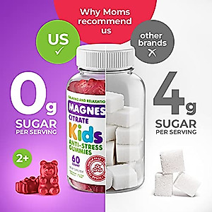 Kids Magnesium Gummies Sugar-Free - Calm Magnesium Gummies Supplement for Children, Sugar-Free Magnesium Calm Chews for Kids & Adults (60 Count (Pack of 2) 120 Count)