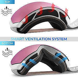 AVAWAY Pink Ski Goggles, Snow Goggles Women, UV 400 Protection Snowboard Goggles Over Glasses Frameless Detachable Lenses