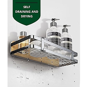 ROYAL CRAFT WOOD Bathroom Shower Caddy Organizer & Bath Product Holder for Wall - Self Adhesive Over The Toilet Storage Shower Shelves for Inside Shower - Shower Storage Suction Rack (2-Pack)
