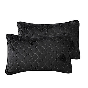 LweiPsqLin Velvet Duvet Cover Queen Size,Plush Quilt Comforter Cover Ultra Soft Breathable Cozy Bedding Set Zipper Closure Corner,Comforter Not Included (Black, Queen)