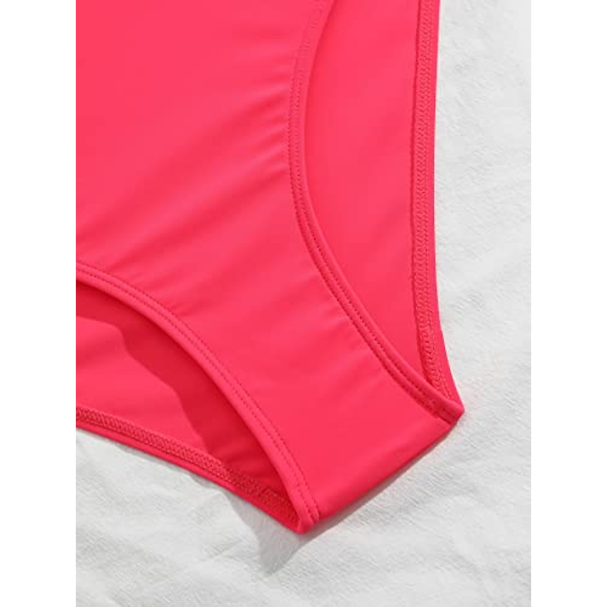MakeMeChic Women's One Piece Bathing Suit Twist Cut Out One Piece Swimsuit A Watermelon Pink S