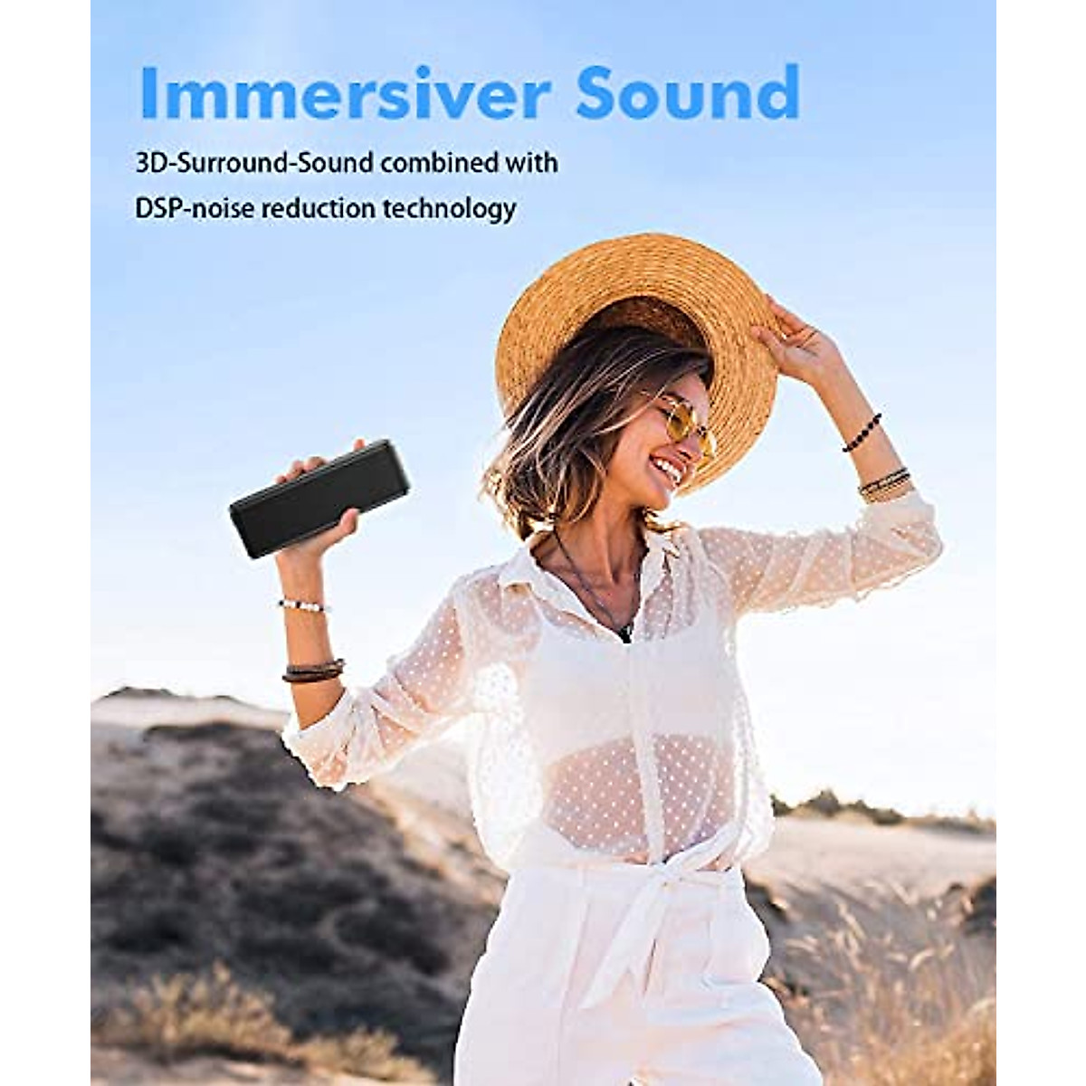 LEZII 40W (Peak 60W) Portable Bluetooth Speakers, Wireless Speaker with 360°TWS Surround Sound, IPX7 Waterproof with HD Sound, Bluetooth 5.0, 8-12H Playtime, Support TF Card/AUX, Compatible with iOS