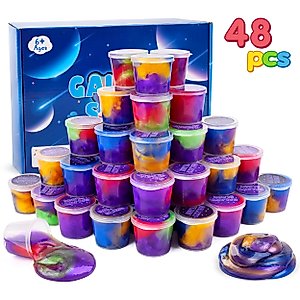 48 Pack Galaxy Mini Butter Slime Kit, 45 Pack Scented Slime Party Favor Gifts, DIY Putty Toys for Kids, Soft & Non-Sticky, Stress Relief Toy for Girls and Boys Age 10-12