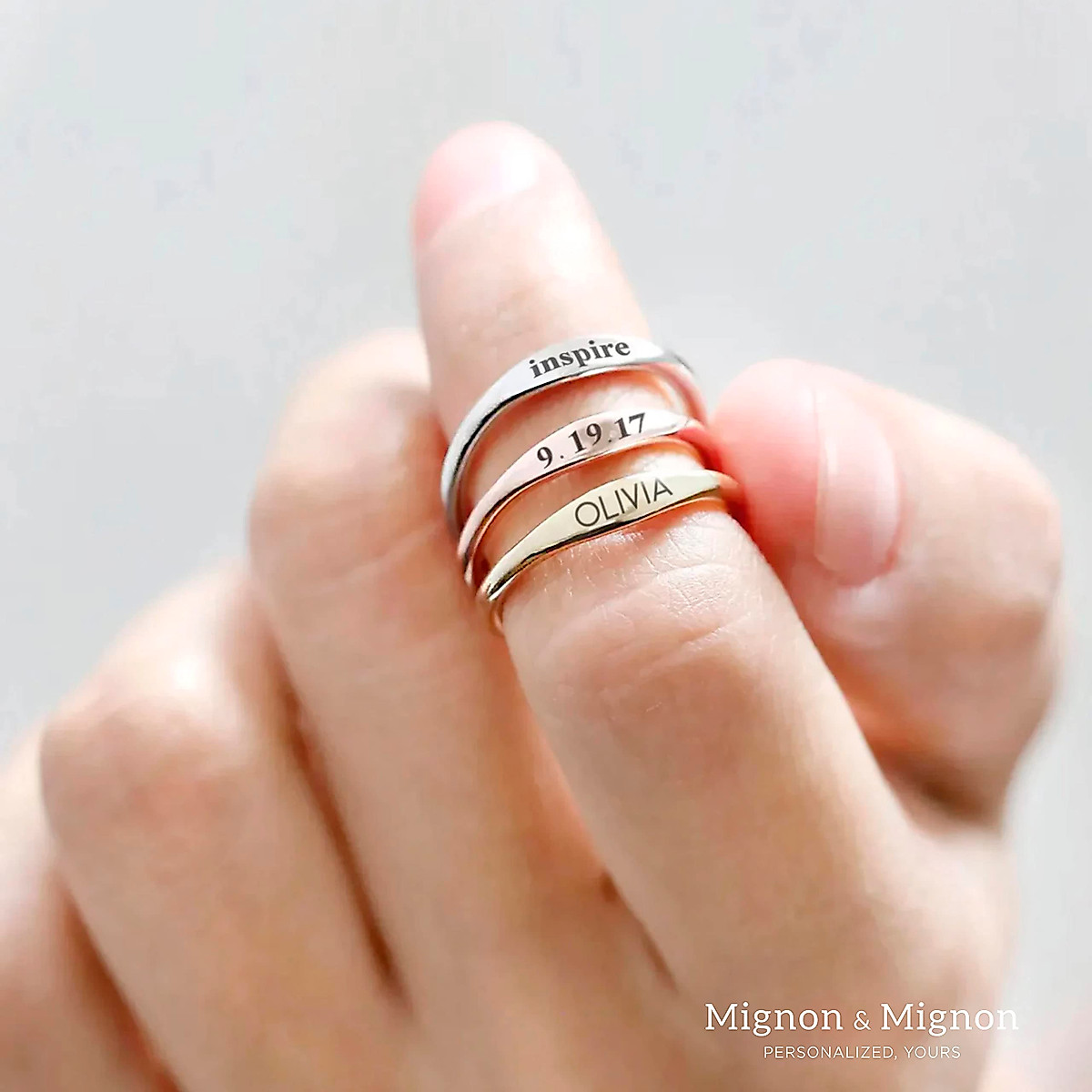 Custom Name Ring for Women Mother's Day Personalized Gift Mom Stacking Dainty Engraved Matching Friend Bridesmaids Promise Grandma - RF1-D