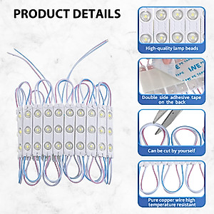 500 Pcs LED Module White 6500K 1.2W LED Storefront Lights Waterproof Replacement Lights for Inflatables Decorative LED Module Light with Tape Adhesive Backside for Christmas Letter Advertising Signs