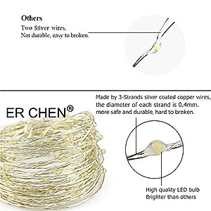 ER CHEN Red Fairy Lights Plug in, 66ft 200 LED Starry String Lights Dimmable with Remote Control, Waterproof Copper Wire Decorative Lights for Bedroom, Patio, Garden, Yard, Party （Red）