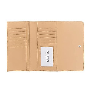 GUESS Women's Logo Floral Print Trifold Slim Wallet Clutch Bag - Cement