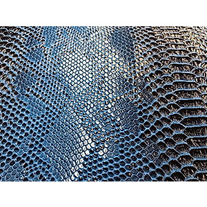 New Creations Fabric & Foam Inc, Royal Blue 53/54" Wide Snake Fake Leather Upholstery, 3-D Viper Snake Skin Texture Faux Leather PVC Vinyl Fabric By The Yard.