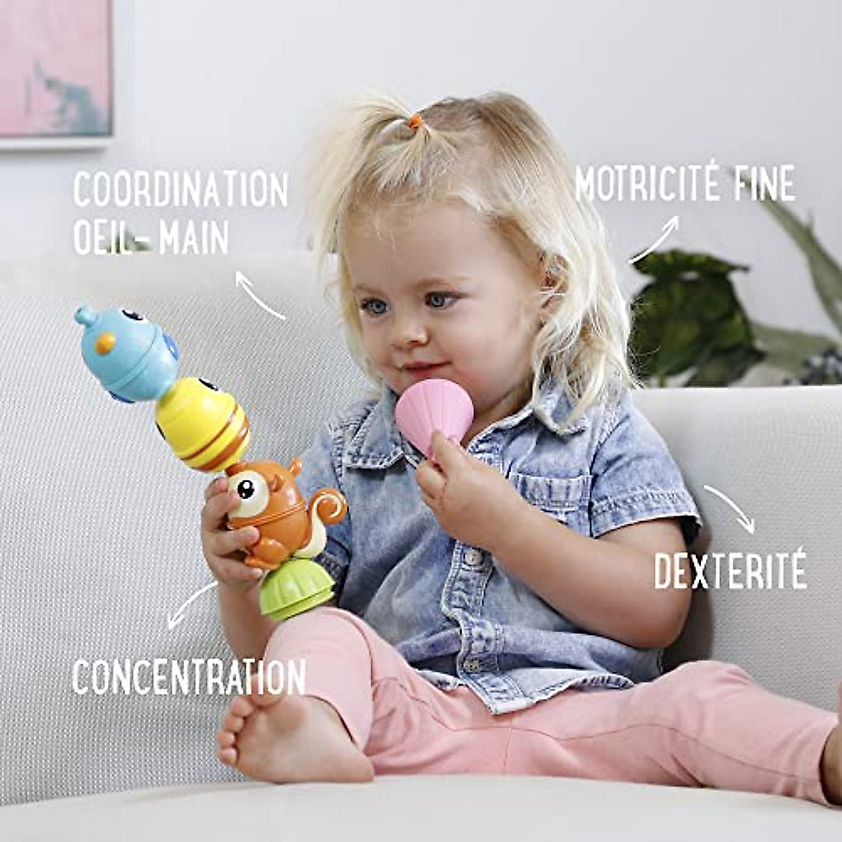 Lalaboom My First Step-by-Step Developmental Sensory 25 Piece Character Bead Activity Set – Pop, Twist, Mix, Stack, and Lace — Montessori Method STEM Focus – Dishwasher Safe - Ages 10 Months+ - BL320