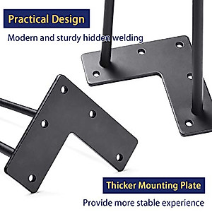 SMARTSTANDARD 16" Hairpin Furniture Legs, Metal Home DIY Projects for Nightstand, Coffee Table, Desk, etc with Rubber Floor Protectors Black 4PCS