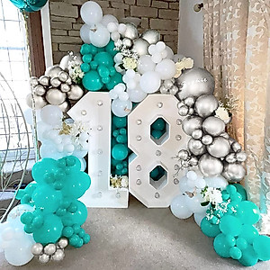 LyzzGlobo Teal Balloon Arch Kit with Butterfly Stickers, 139pcs White Silver Blue Turquoise Balloons Garland Kit for Girls Birthday Bridal Baby Shower Wedding Party Decorations