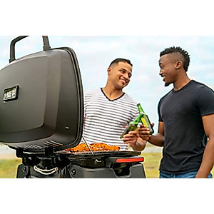 Megamaster 820-0065C 1 Burner Portable Gas Grill for Camping, Outdoor Cooking , Outdoor Kitchen, Patio, Garden, Barbecue with Two Foldable legs, Red + Black