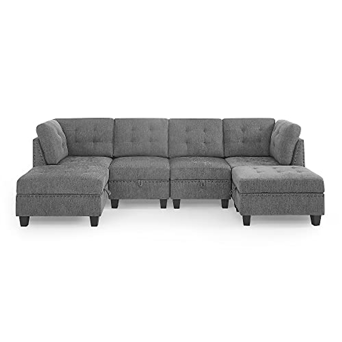 Free Combination Sectional Sofa Oversized Reversible Modular Couch U Shaped Corner Sofá Upholstered Deap Seat Sleeper Couches Bed with Storage for Living Room,2 Single Chair,Two Corner,Double Ottoman