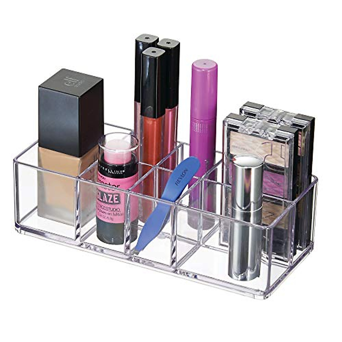 iDesign 1547 Med+ Bathroom Vanity Divided Organizer, Medication and Bathroom Accessory Organization, 7.1" x 3.1" x 5.1", Clear