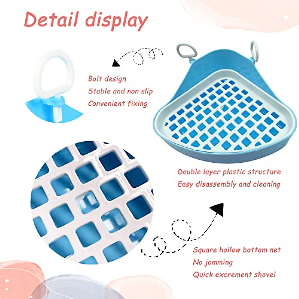 Rabbit Triangle Potty Trainer Corner Small Animal Toilet Litter Box Pet Bedding Pee Pan Tray Toilet for Hamster Chinchilla Guinea Pig Bunny Ferret (Blue)