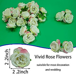 ATFL 2.2'' Off White Rose Heads Artificial Bulk,Satin Rose Flower Heads,80Pcs Silk Rose Heads,Fake Flower No Stem for DIY Flower Well,Artificial Stemless Rose Flower Heads for DIY Crafts Bouquet