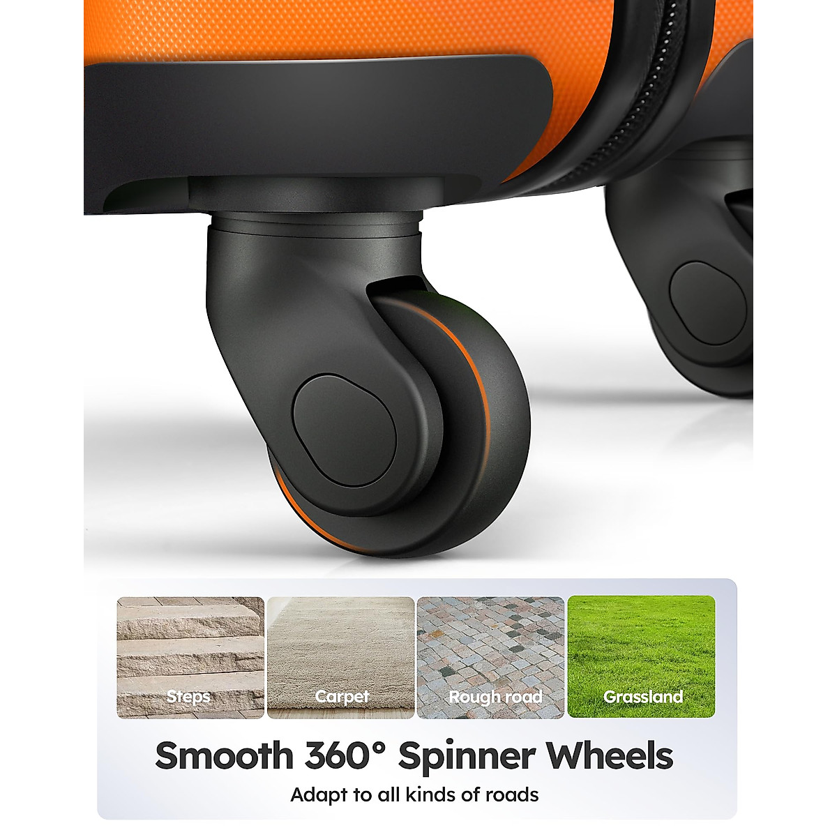 Suitour Luggage 3 Piece Sets Hard Shell Luggage Set with Spinner Wheels, TSA Lock, 20 24 28 inch Travel Suitcase Sets, Orange