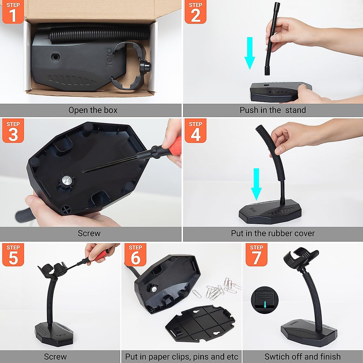 Tera Universal Barcode Scanner Stand Hands Free Barcode Scanning Bar-Code Reader Cradle Holder Base Angle and Height Adjustable Head for Supermarket Retail Store School Library Logistic Warehouse