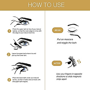 Dual Magnetic Eyelashes, Half Lash, Accent Lashes, Light Weight & Reusable, Updated 3D False Eyelashes with Applicator(8pcs)