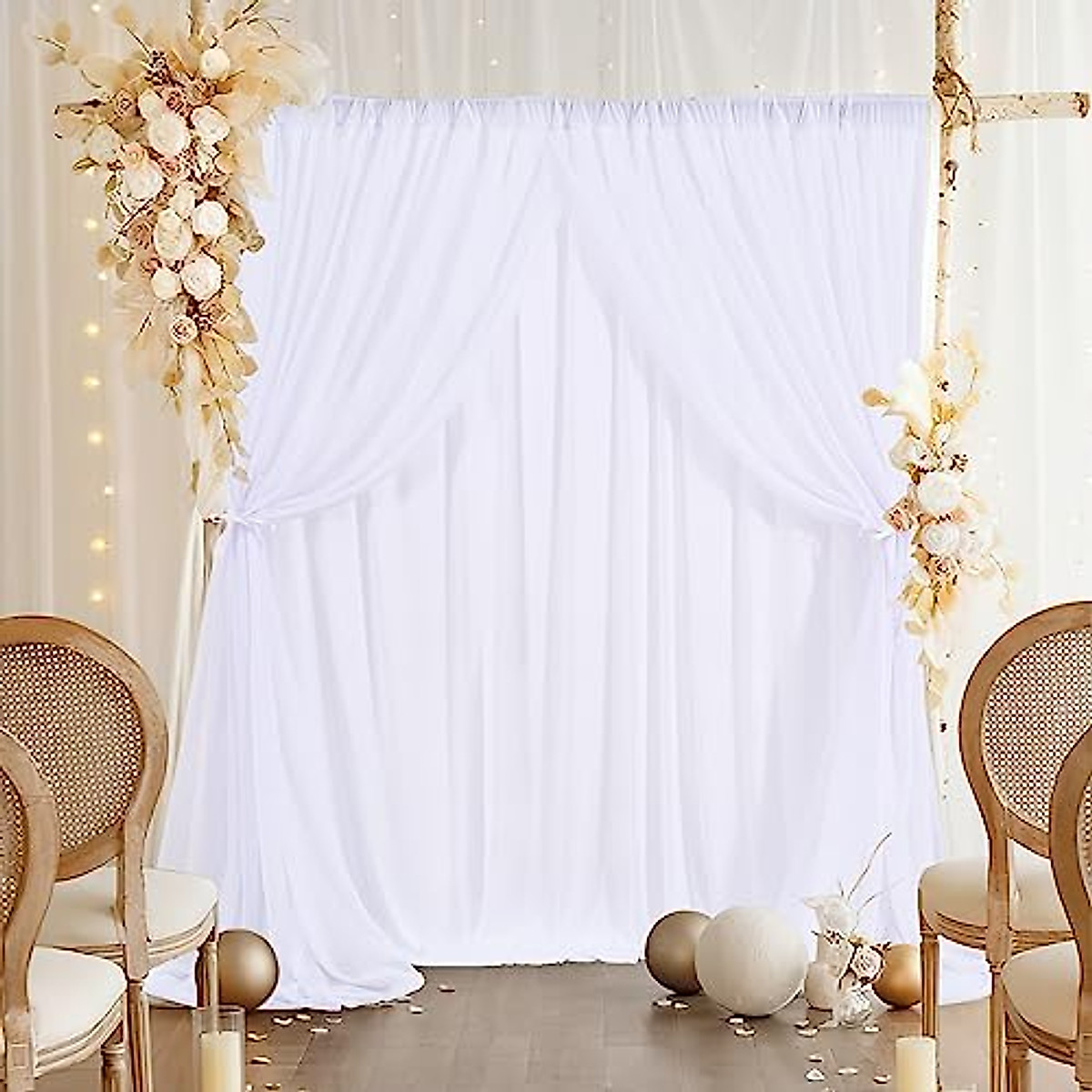 White Backdrop Curtains Sheer Tulle Backdrop for Parties 5ftx7ft Baby Shower Background for Wedding Party Ceremony Photo Backdrop