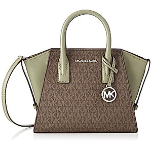 Michael Kors Avril Small Leather Top Zip Satchel Crossbody Brown MK Army Green