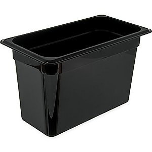 Carlisle FoodService Products Storplus Food Pan, Food Storage Container with Spoonable Corners for Catering, Buffets, Restaurants, Polycarbonate (Pc), 1/3 Size 8 Inches Deep, Black