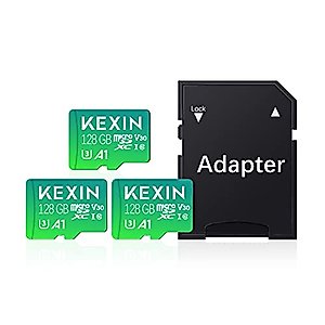 KEXIN Micro SD Card 128GB -Memory -Card + Adapter, 128 GB microSDXC Full HD & 4K UHD, UHS-I, U3, 3Pack Mini SD Card Expanded Storage for Android Smartphones, Tablets
