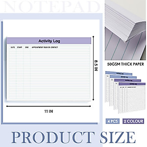 Chuangdi 4 Pads Activity Log Notepad 200 Pages Activity Log Book 8.5 x 11 Inch to Do List Notebook Weekly Task Pad for Work Women Planner Business Appointment Productivity Home Office Supplies