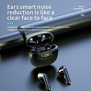 TEGAX Black Wireless Earbuds Headphones Touch Control with Wireless Charging Case ，IPX8 Waterproof Stereo Earphones in-Ear Built-in Mic Headset for Sport Work, (S20)