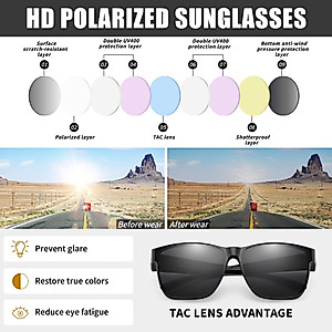 Peekaco Sunglasses Fit Over Glasses for Men Women, Lightweight Polarized Sunglasses Wear Over Glasses, UV400 Protection