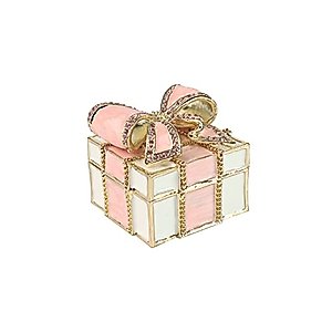 Mini Enamel Rhinestones Bow-knot Jewelry Box Bow-knot Hinged Trinket Box Bow Bling Trinket Box Miniature Figurine Ring Box for Women Girls Wedding Birthday Gift Christmas (Pink)