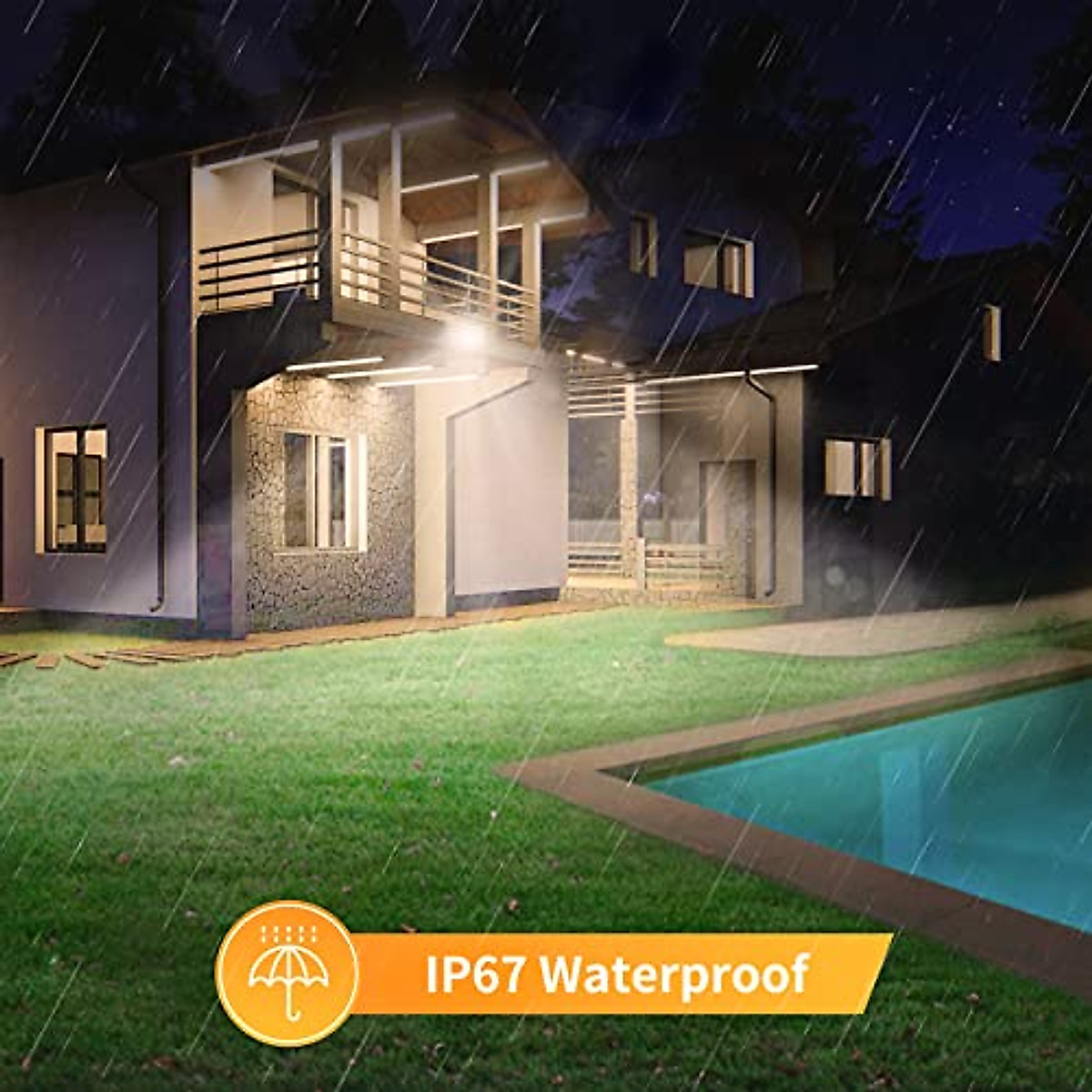 Viugreum 100W LED Flood Lights Outdoor, Waterproof IP65 Work Lights, 110V 10000LM Warm White(3000K), Super Bright Security Floodlights Wall Lights Landscape Lights with US Plug