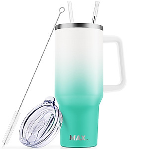 MaxBase 40 oz Tumbler with Handle and Straw Lid, Insulated Reusable Stainless Steel Travel Mug Keeps Drinks Cold up to 34 Hours, 100% Leakproof Bottle for Water, Iced Tea or Coffee, Smoothie and More