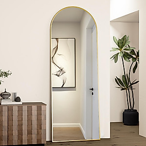 NEUWEABY Full Length Mirror, 64"x21" Arch Mirror Floor Mirror with Stand, Gold Arched Full Body Standing or Leaning Mirror for Bedroom, Living Room