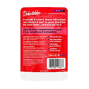 Hartz Delectables Bisque Non-Seafood Chicken & Beef Lickable Wet Cat Treats, 12 Count , 1.40 Ounce (Pack of 12)