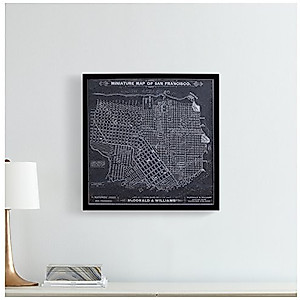 Amazon Brand – Stone & Beam Modern Print of 1879 San Francisco Map Wall Art, Black Frame, 26" x 26"