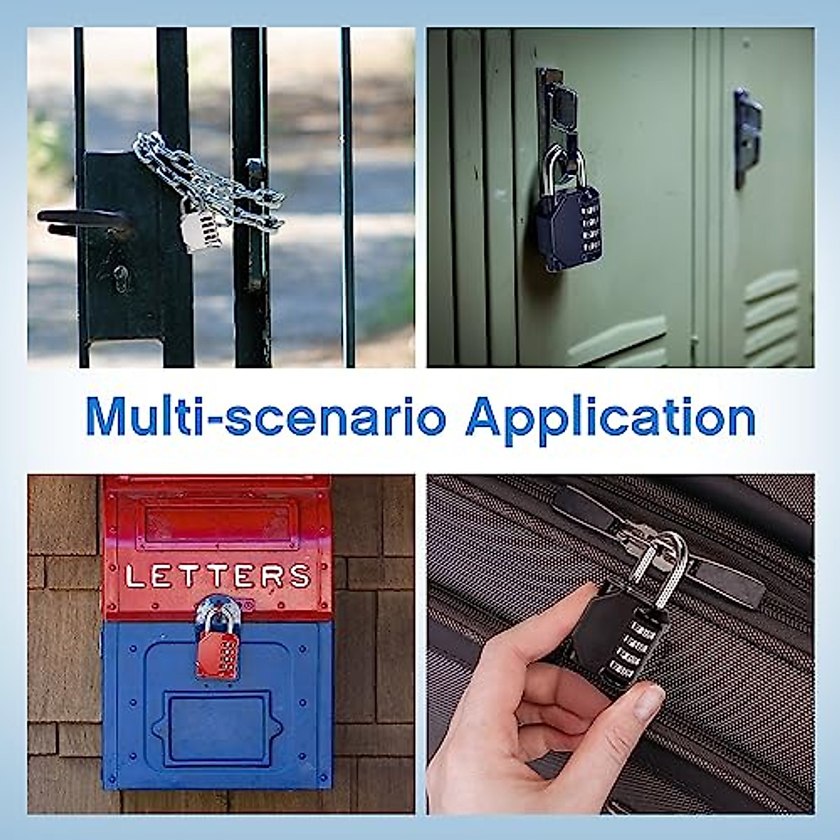 10 Pack Combination Lock Resettable 4 Digit Combination Padlock Waterproof Locker Locks Small Combo Locks Outdoor for School Gym Locker Fence Toolbox Gate Case Hasp Cabinet Storage(Multicolored)