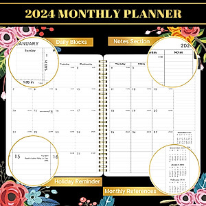 2024 Planner - Planner 2024 Weekly and Monthly, Jan. 2024 - Dec. 2024, 2024 Planner 8" x 10", 2024 Calendar Monthly Planner with Premium Thick Paper, Twin-Wire Binding, 12 Printed Tabs, Large Blocks,