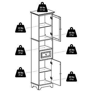 Winsome Wood Alps Tall Cabinet with Glass Door and Drawer