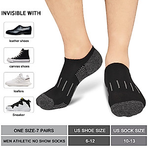 Heatuff No Show Socks Men 7 Pairs Low Cut Athletic Cushion Non Slip Breathable Socks