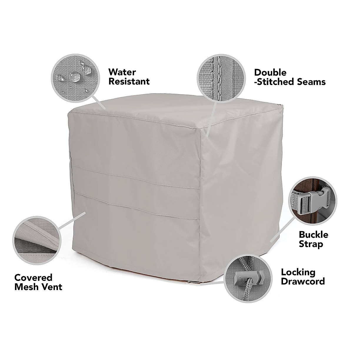 Covermates Square Patio Accent Table Cover - Patio Outdoor Furniture Cover, Water Resistant Outdoor Ottoman/Side Table Cover, Ultima 600D Polyester, 26W x 26D x 25H, Ripstop Grey