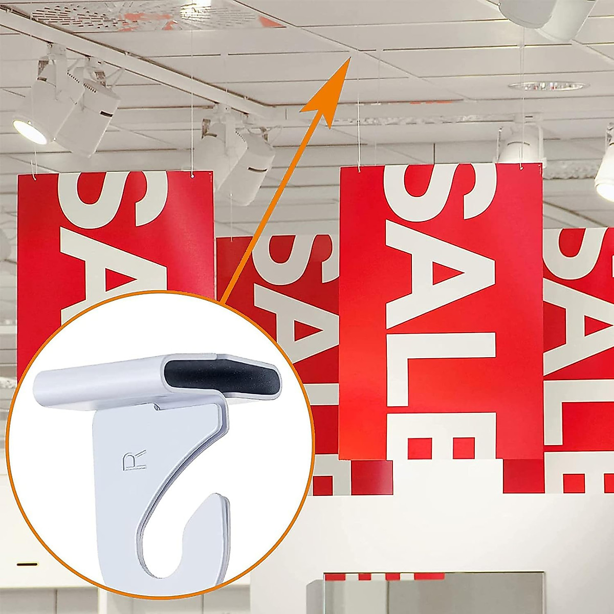 Vicenpal 100 Pair Drop Ceiling Hooks Bulk for Classrooms Hanging, Metal Suspended Track Tile Hooks Aluminum White Heavy Duty T Bar Clips, Hold up to 20 Lbs for School Offices Plants Decorations