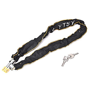 MGUOTP Bicycle Lock Heavy Duty Motorbike Motorcycle Scooter Bike Cycle Motor Bicycle Chain Pad Lock Security Iron Chain Inside + Keys Bike Locks (Color : Black)