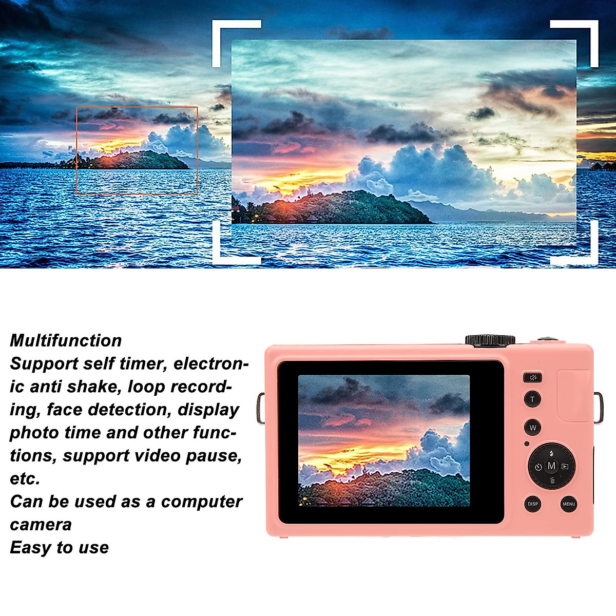 56MP Vlogging Camera, 4K Digital Camera for Photography and Video Pocket Camera with 3.0inch IPS Screen, Dual Screen Camera for Adult Seniors Students Kids Beginner (Pink)