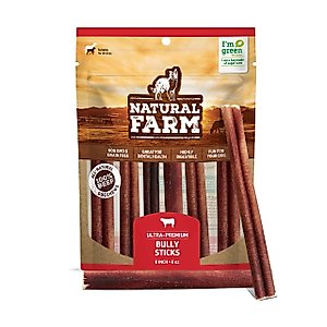 Natural Farm Odor-Free Bully Sticks (6 Inch, 6 Ounces), Packaged by Weight, 100% Beef Chews, Grass-Fed, Fully Digestible Treats to Keep Your Puppies, Small and Medium Dogs Busy
