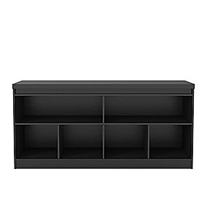 Manhattan Comfort Viennese Collection 6 Shelf Gloss Finished Long Buffet Cabinet/Dining Console with 4 Doors, 62.99" Inches, Black Matte