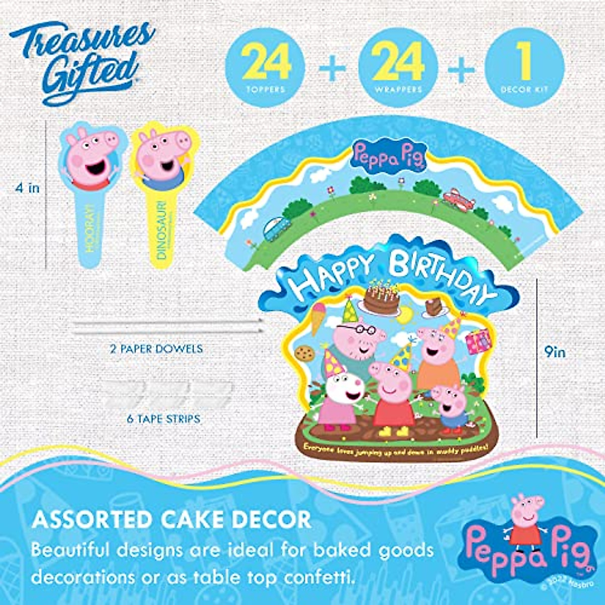 Treasures Gifted Officially Licensed Peppa Pig Birthday Party Supplies - Serves 16 Guests Ultimate Set Peppa Pig Party Supplies, Peppa Pig Decorations, Peppa Pig Backdrop, Peppa Pig Cake Topper & More