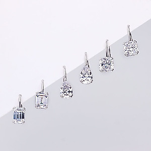 BERRICLE Sterling Silver Cubic Zirconia CZ Fashion Leverback Dangle Drop Earrings for Women, Rhodium Plated