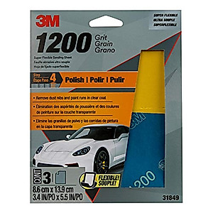 3M Super Flexible Sanding Sheets, 31851, 400 Grit, 3.4 in x 5.5 in, 3 Sheets Per Pack