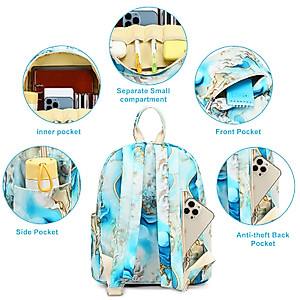 Girls Mini Backpack Womens Small Backpack Purse Teens Cute Floral Travel Backpack Casual School Bookbag (Black flower)